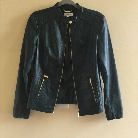 Calvin Klein | Jackets & Coats | Calvin Klein Hunter Green Leather ...
